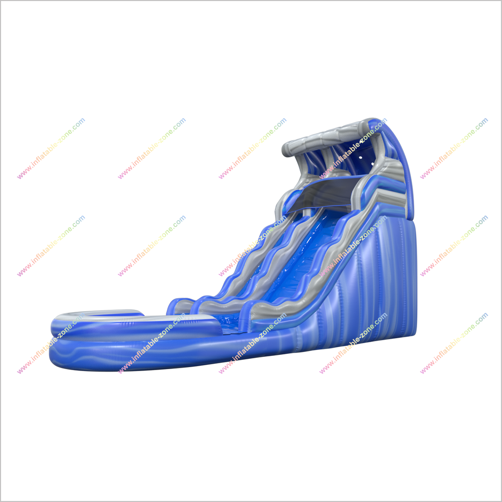 Inflatable Wave Single Lane Water Slide With Splash Pool Best Kids Inf