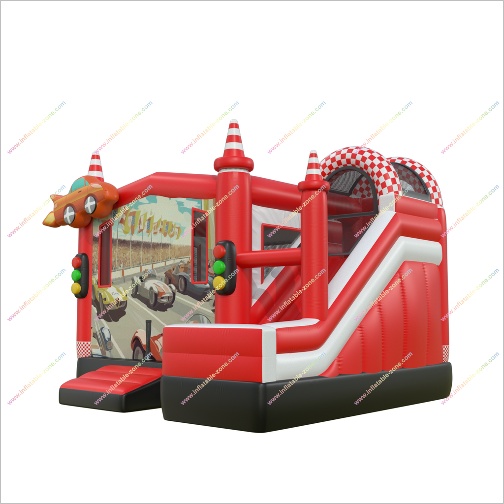Race Car Theme Inflatable Slide And Bounce House Combo Play Bouncy Cas
