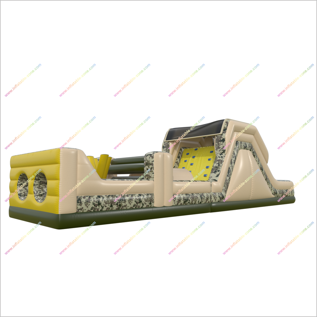 Long Army Inflatable Obstacle Course Outdoor Adults Inflatable Camoufl