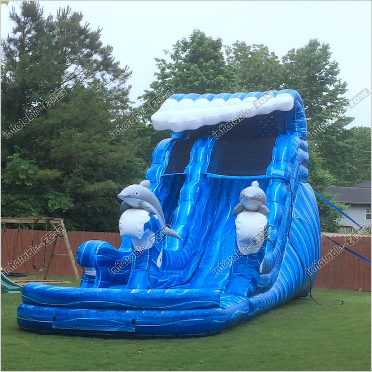 Inflatable Water Slide For Adults Dolphin Bounce House Party Large Dou ...