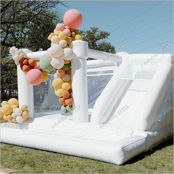 White Bounce House Birthday Party Jumping Balloon Bouncer With Slide C
